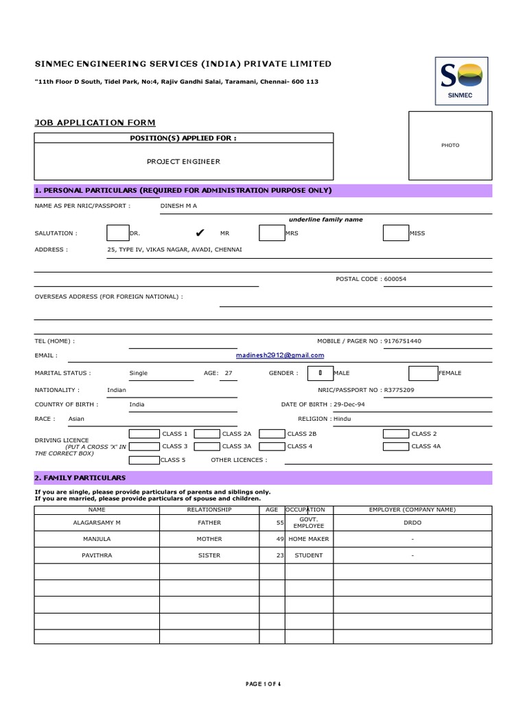 Sinmec Engineering Services (India) Private Limited: Project Engineer ...