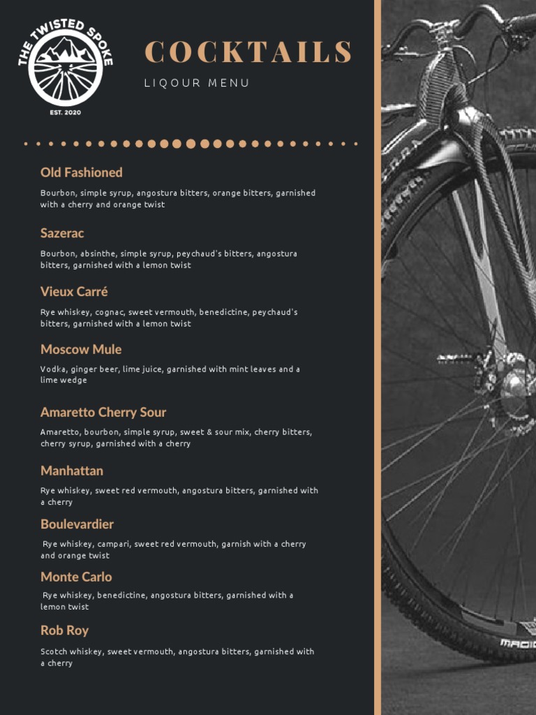 Twisted Spoke Drink Menu | PDF