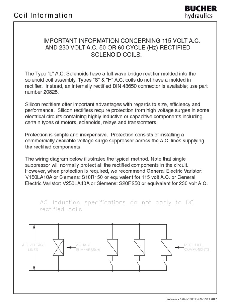 AC Solenoid Coil Voltage Suppression | PDF | Alternating Current | Rectifier