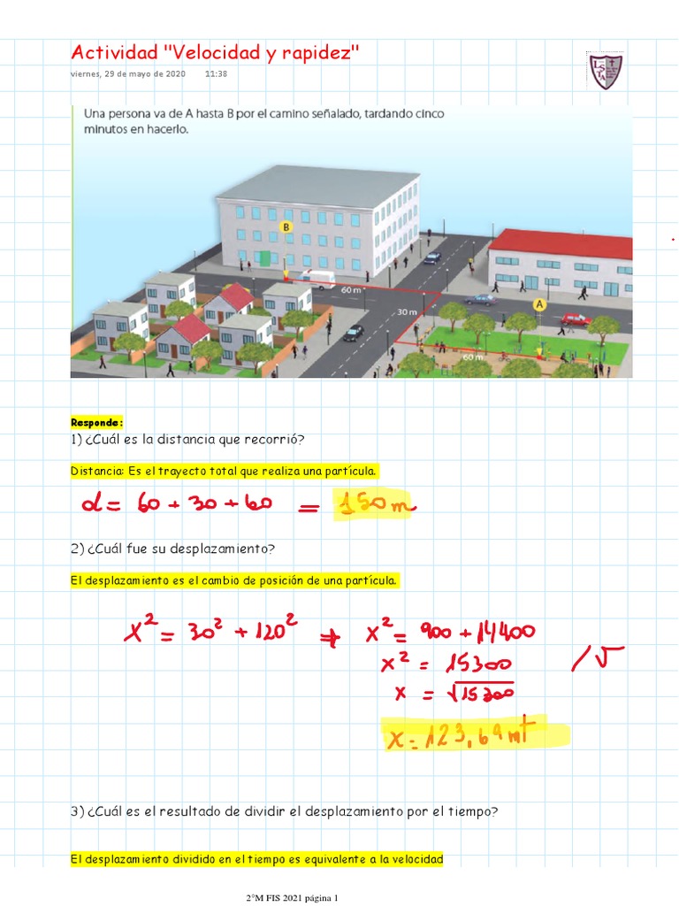 Ejercicio Resuelto de Velocidad y Rapidez, Fisica | PDF