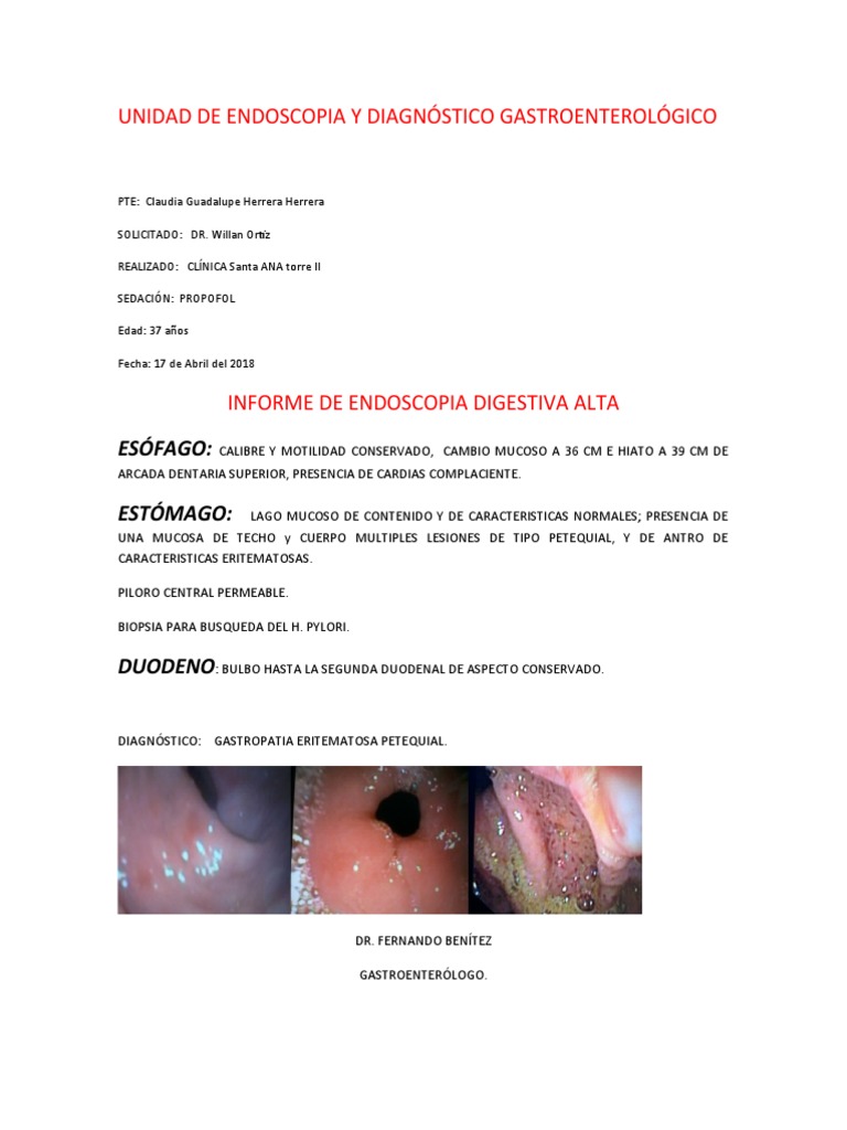 Unidad de Endoscopia y Diagnóstico Gastroenterológico | PDF
