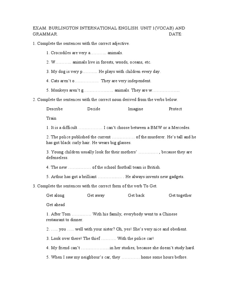 EXAM. 28th August Unit 1 | PDF | Grammar | Syntax