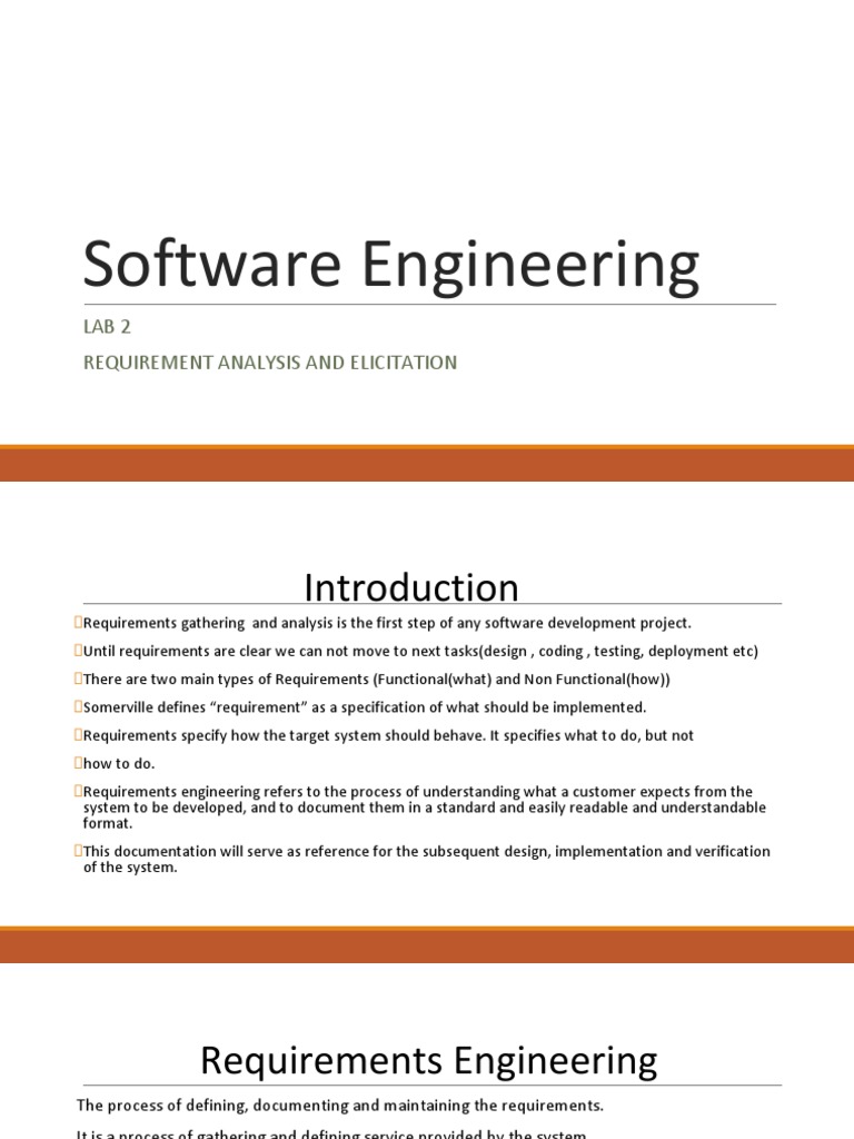 Software Engineering: Lab 2 Requirement Analysis and Elicitation | PDF ...