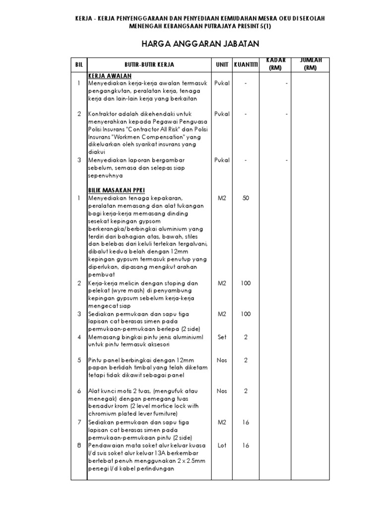 Jadual Harga Sh01-Ppki | PDF