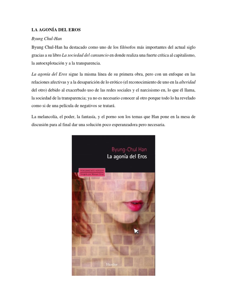 La Agonía Del Eros | PDF