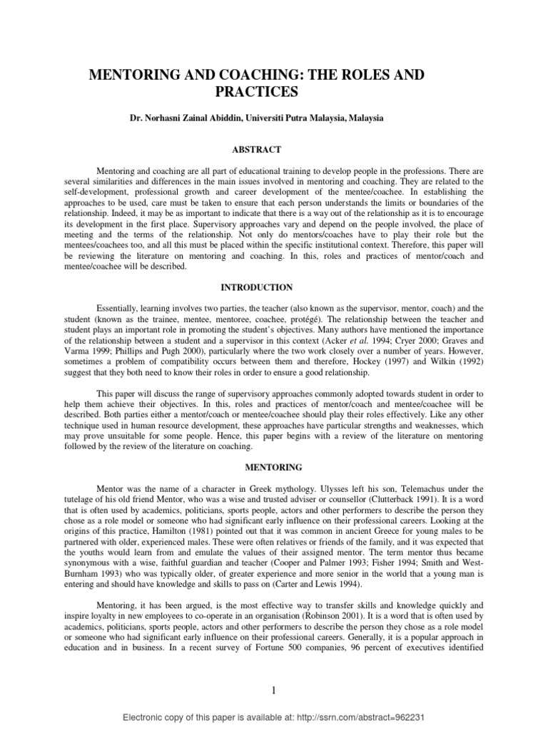 Mentoring and Coaching | PDF | Mentorship | Motivation