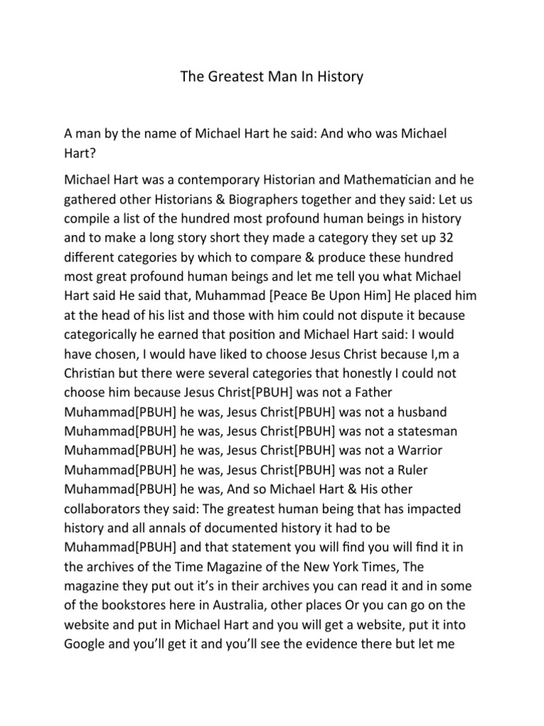 The Greatest Man in History | PDF | Muhammad | Jesus
