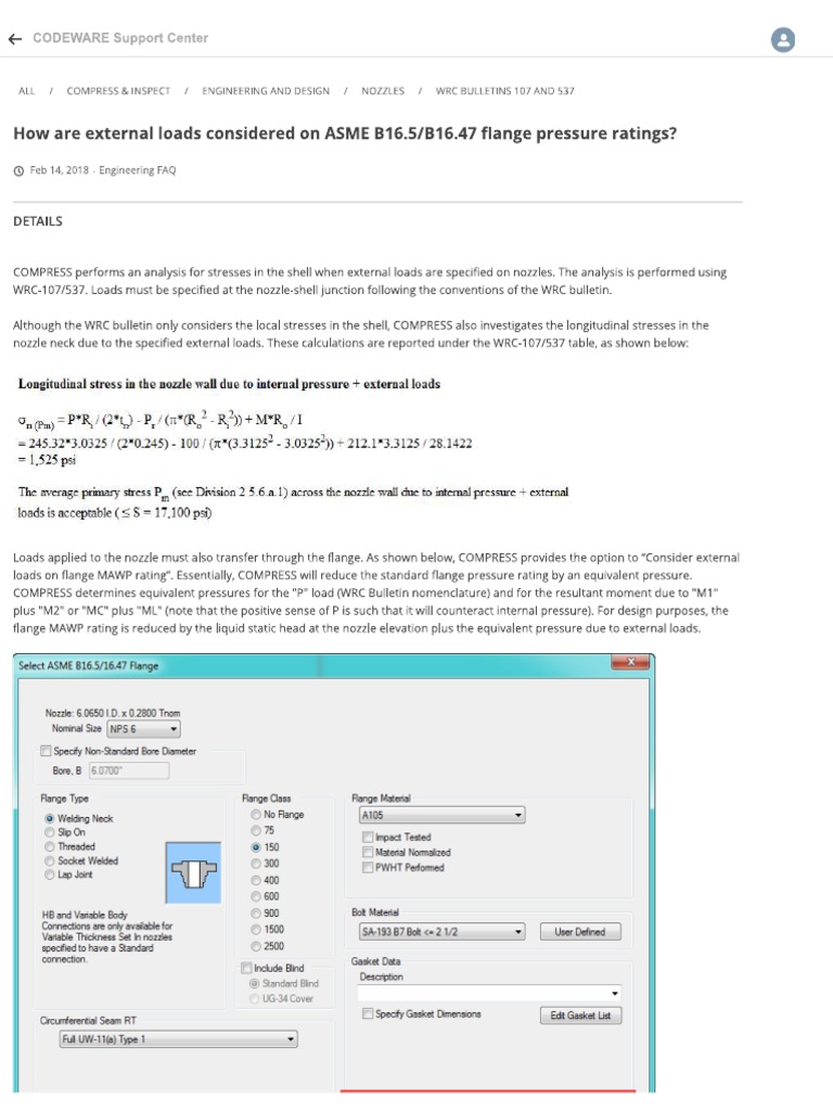 How Are External Loads Considered On Asme B16.5 Flange Pressure Ratings ...