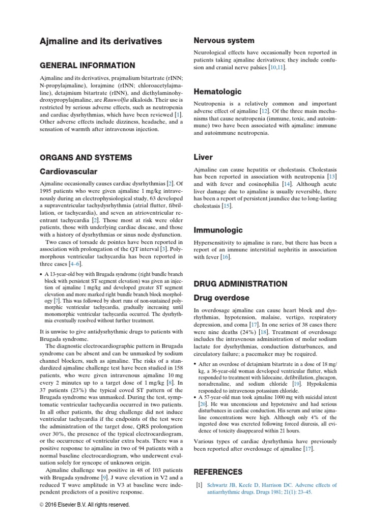 Ajmaline and Its Derivatives: Nervous System | PDF | Cardiology ...