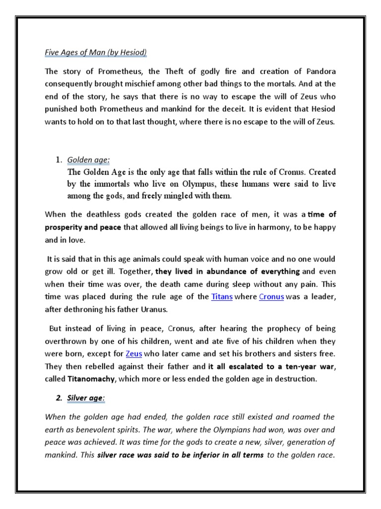 Five Ages of Man in Greek Mythology | Download Free PDF | Mythology ...