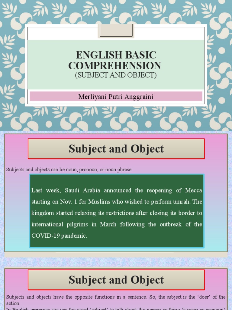 Understanding Subjects and Objects in English | PDF | Object (Grammar ...