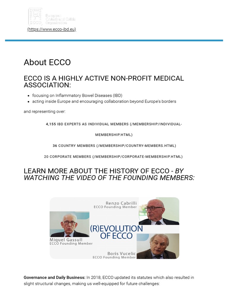About ECCO: Ecco Is A Highly Active Non-Profit Medical Association | PDF | Inflammatory Bowel ...