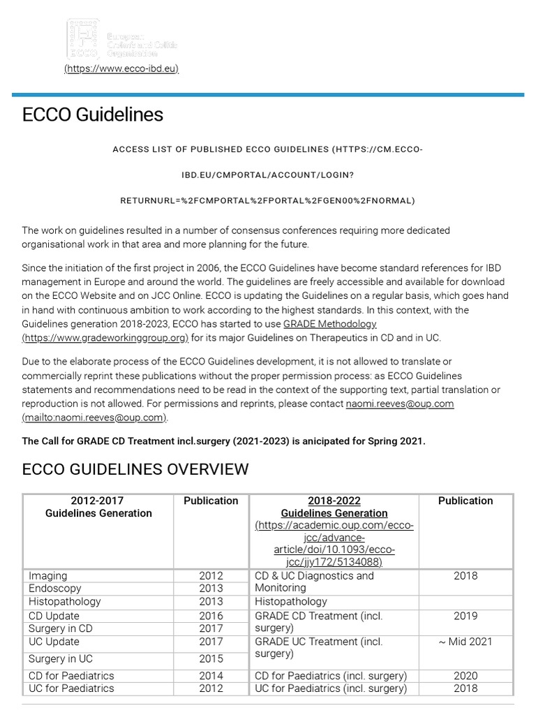 ECCO Guidelines | PDF | Medical Specialties | Health Sciences