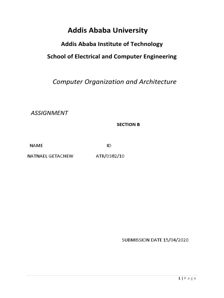 Addis Ababa University: Computer Organization and Architecture | PDF ...