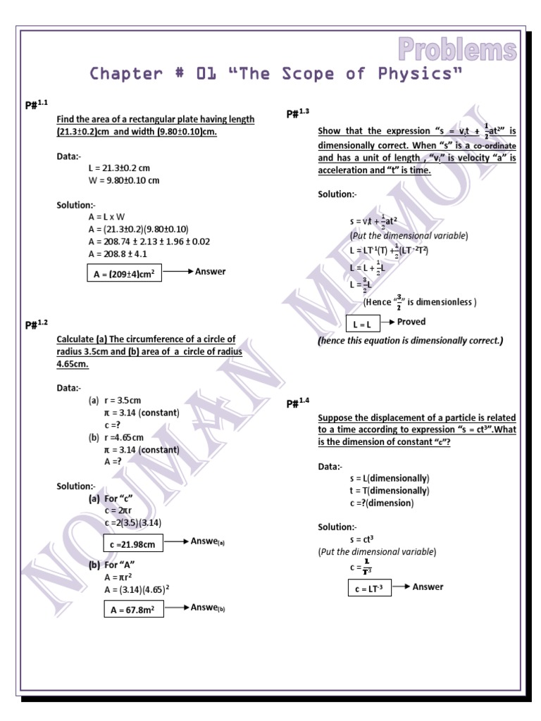 Chapter#01 The Scope of Physics Problems | PDF | Applied And ...