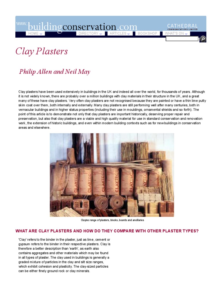Clay Plasters: Philip Allen and Neil May | PDF | Plaster | Clay
