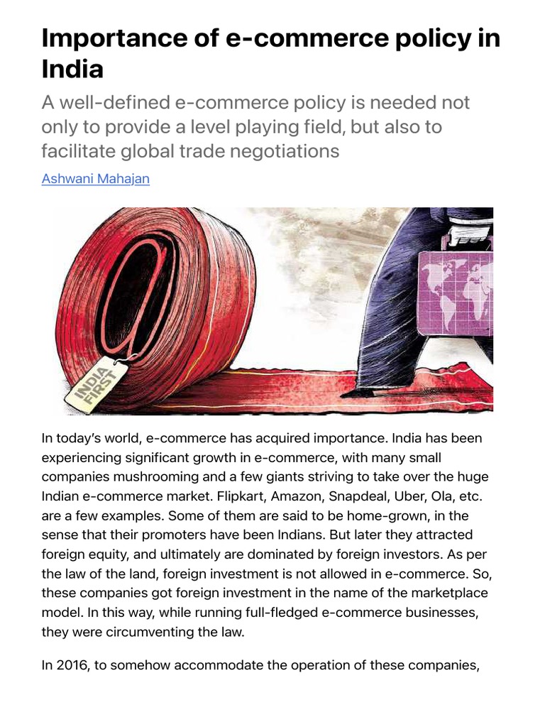 Importance of E-Commerce Policy in India - The New Indian Express | PDF ...