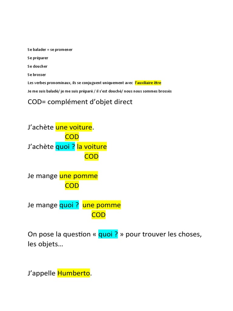 COD Complément D'objet Direct | PDF