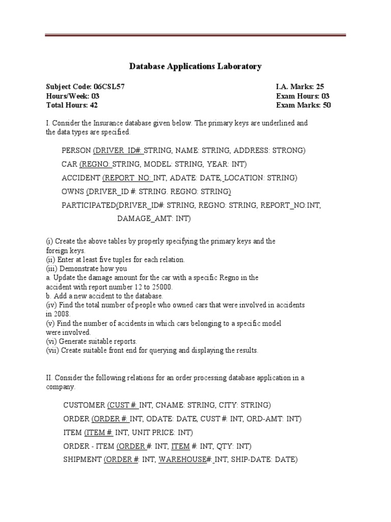 DBMS Lab Manual | PDF | Relational Database | Databases