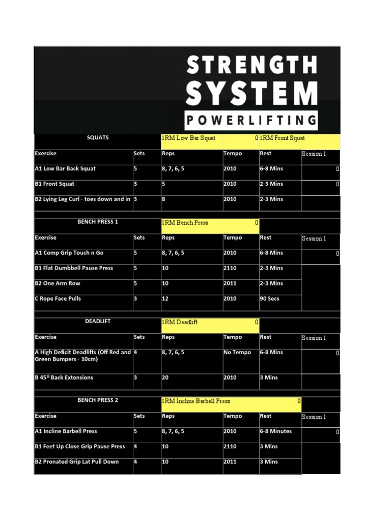 Strength System Powerlifting Program Load Calculator | PDF | Weight ...