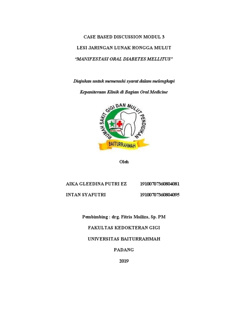 Kasus 3 - Intan Syafutri - 19-095 - Penyakit Sistemik DM | PDF ...