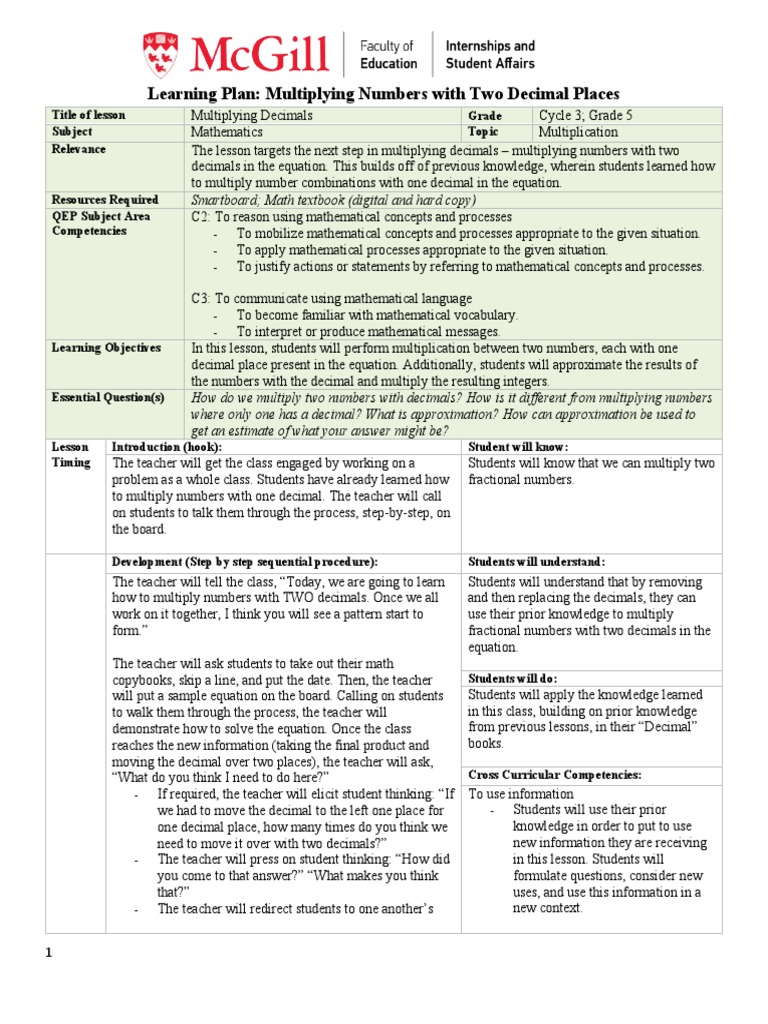 Multiplying Decimals: Two Places | PDF | Multiplication | Decimal