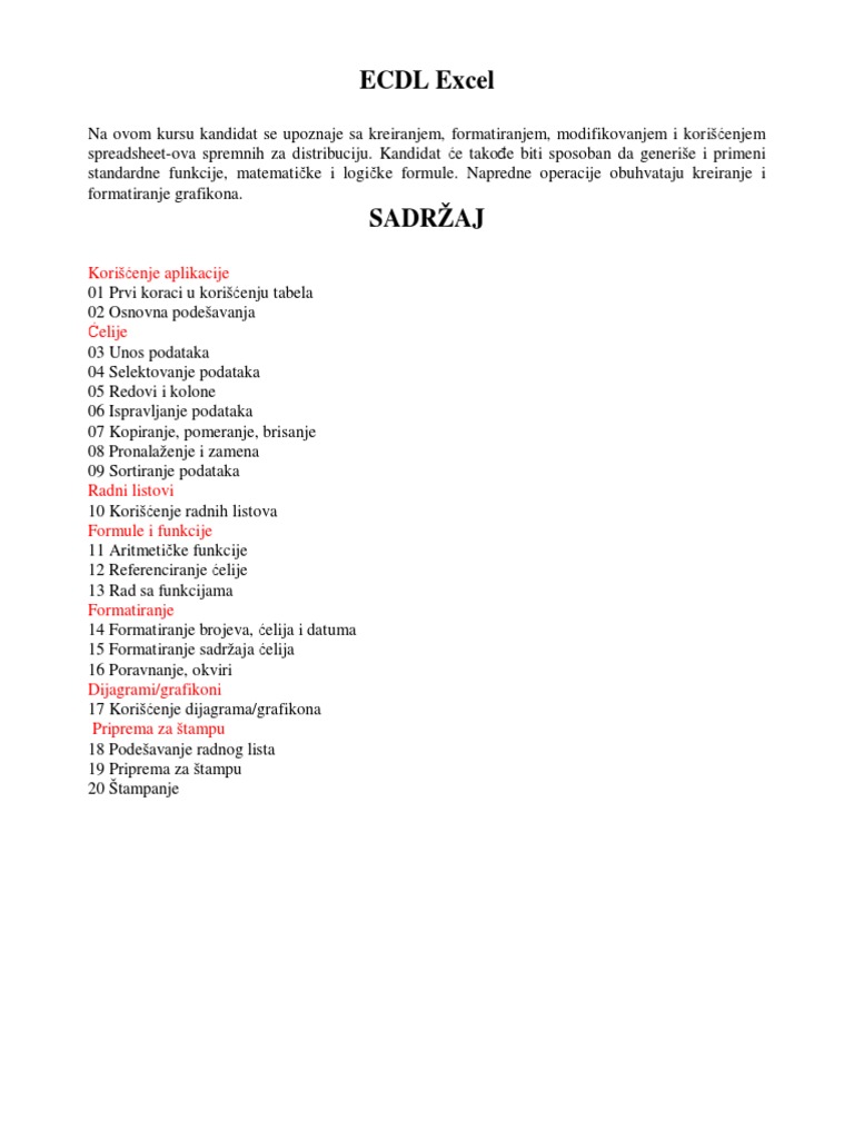 Link Elearning ECDL Excel 2010 PDF | PDF