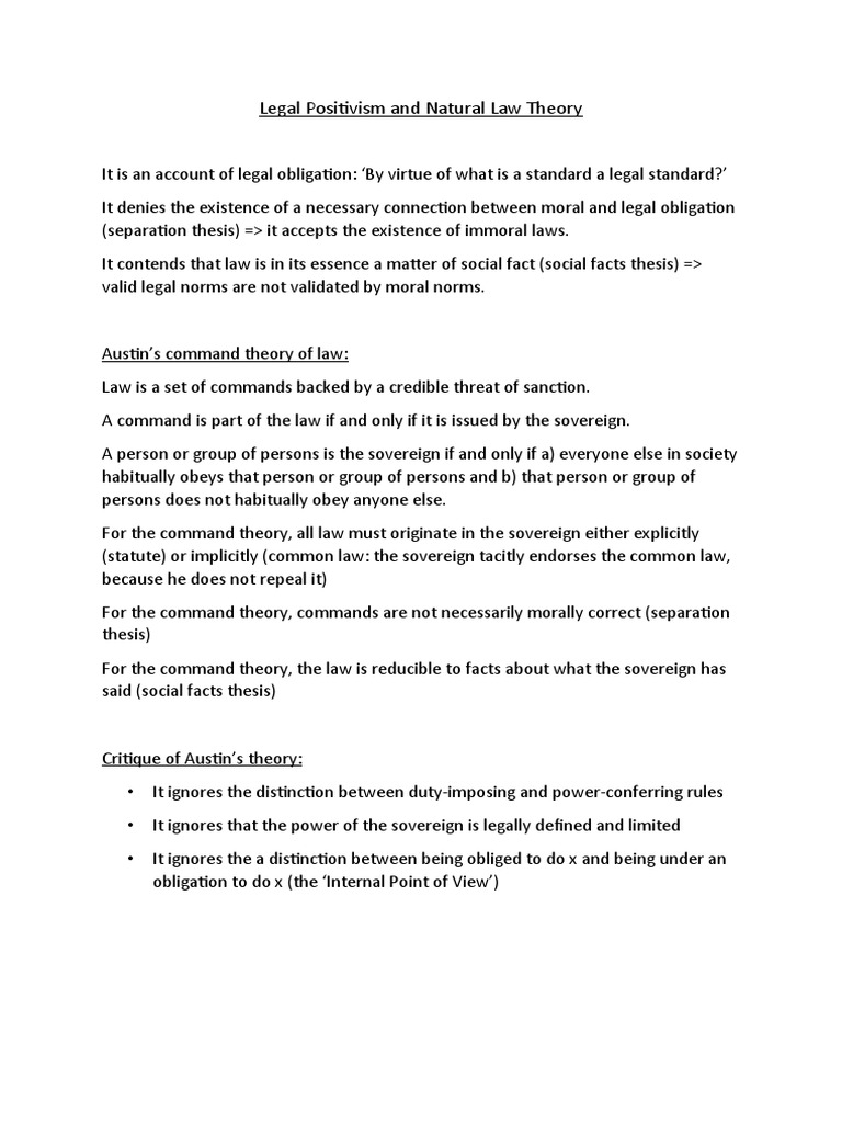 Legal Positivism and Natural Law Theory | PDF | Jurisprudence ...