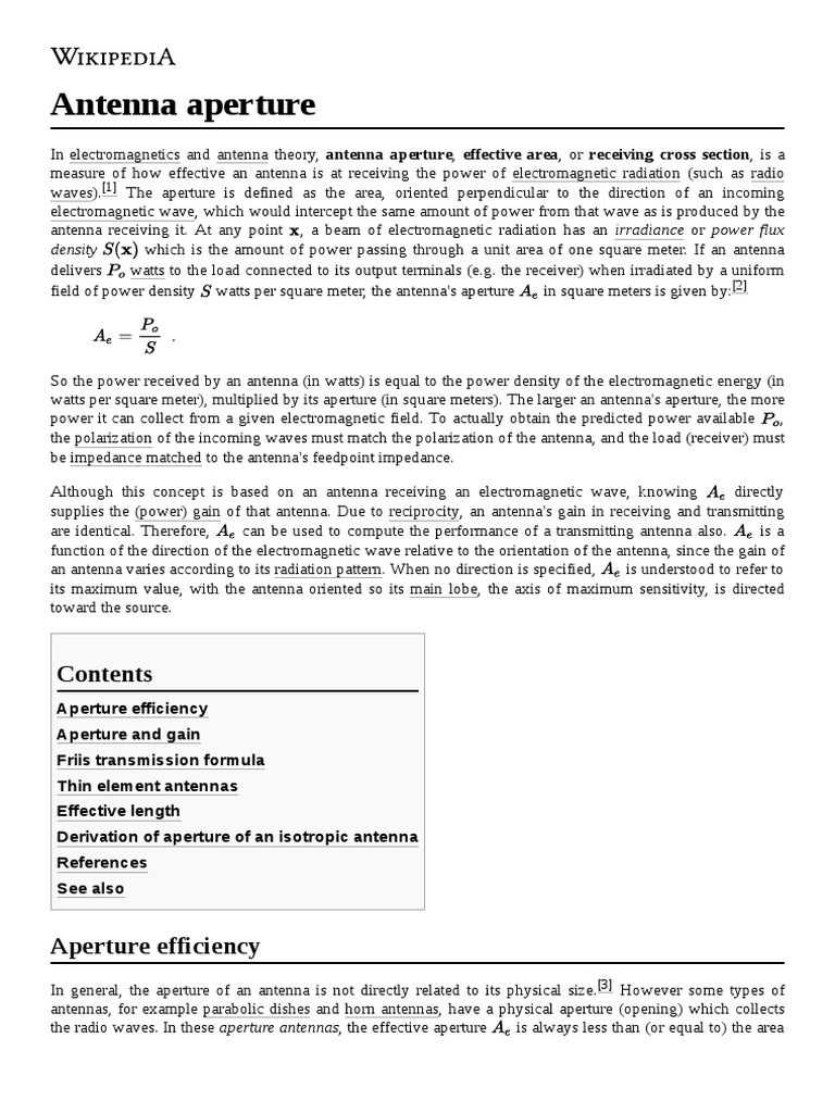 Antenna Aperture: Density | PDF | Antenna (Radio) | Metrology
