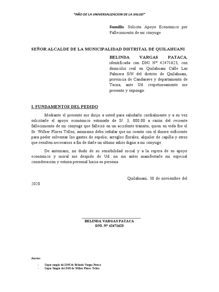 Solicitud Por Fallecimiento | PDF