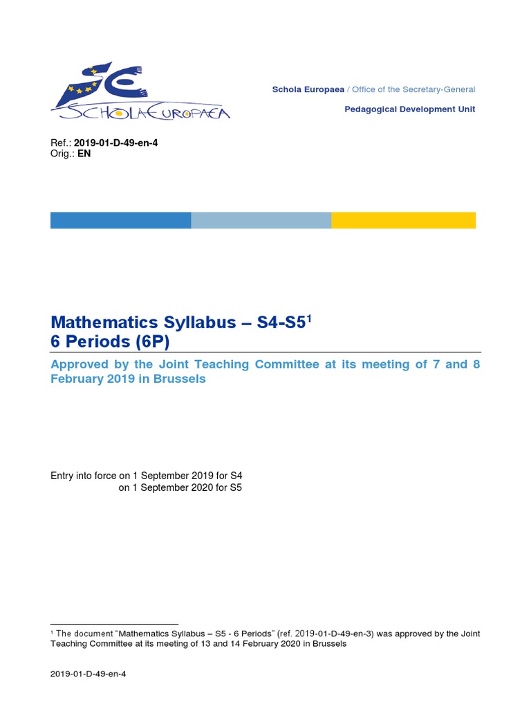 Mathematics Syllabus - S4-S5 6 Periods (6P) | PDF | Trigonometric ...