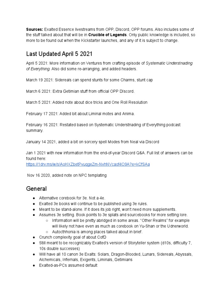 Exalted Essence Notes | Download Free PDF | Leisure