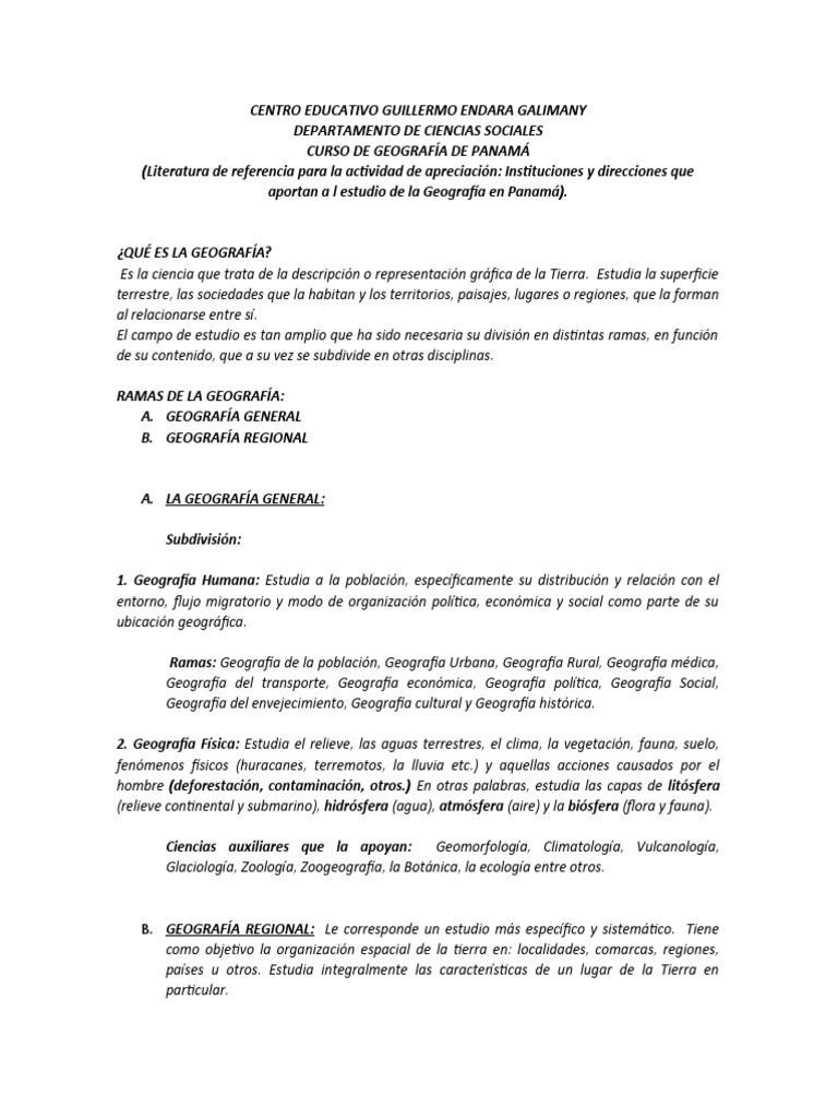 Qué Es La Geografía - Subdivisiones | PDF