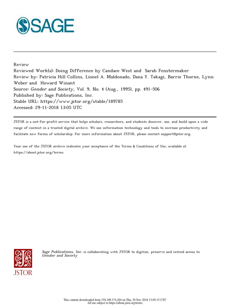 Collins Et Al. - 1995 - Review of Doing Difference | PDF | Gender ...