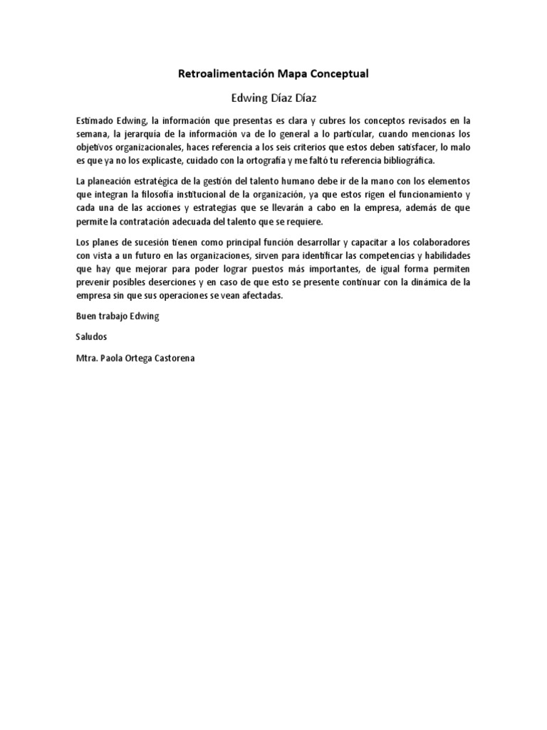 Retroalimentación sobre Mapa Conceptual | PDF | Crecimiento personal y ...