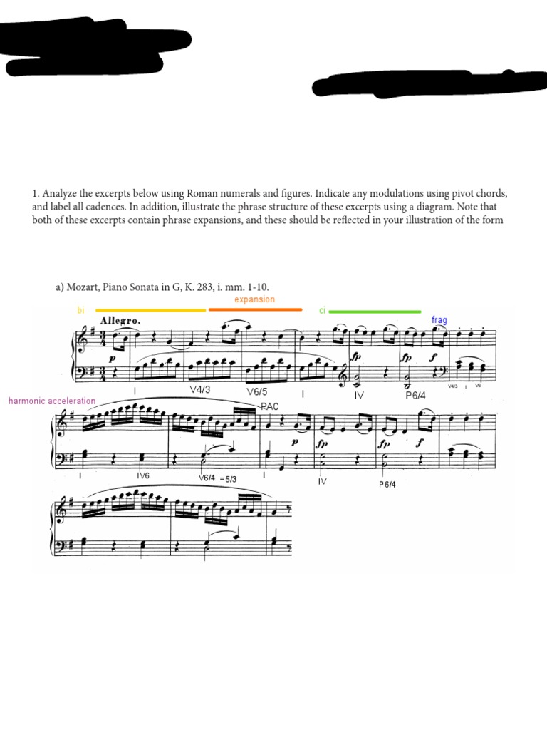 Theory Worksheet - Mozart and Beethoven Analysis | PDF