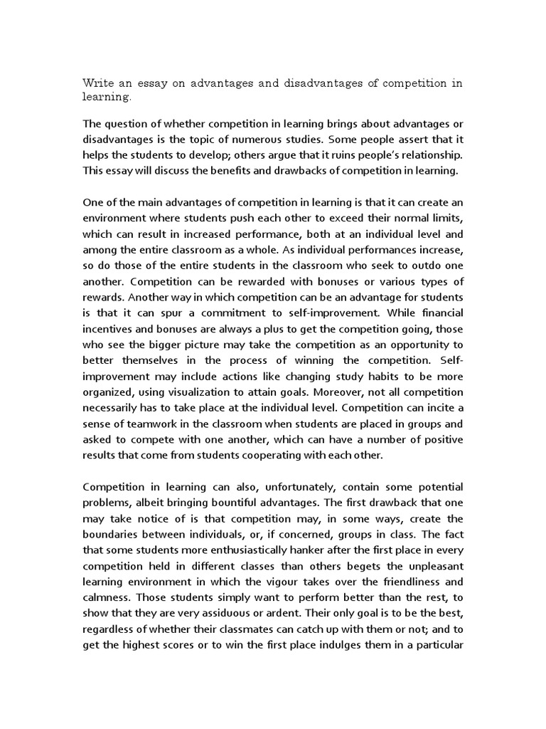 Advantages and Disadvantages of Competit | PDF | Competition | Pedagogy