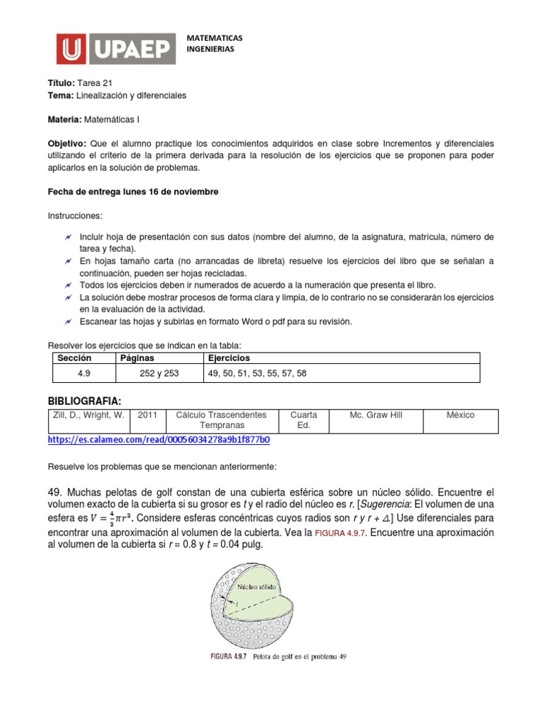 Tarea - 21 - Incrementos y Diferenciales | PDF