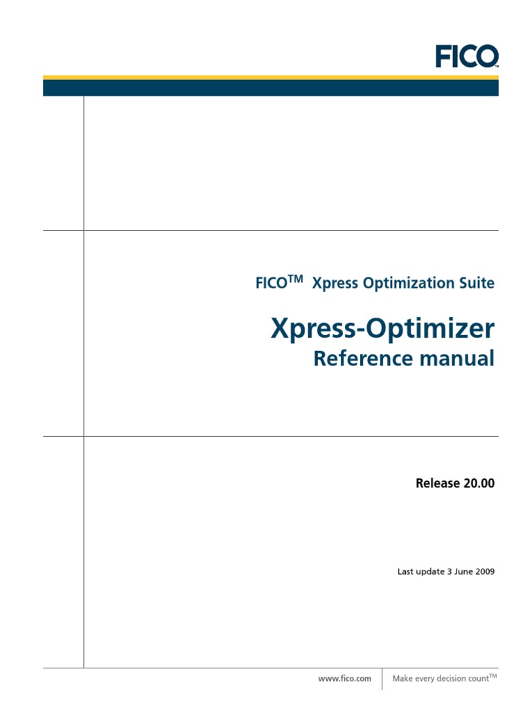 Xpress Optimizer Refernce Manual | PDF | Linear Programming | Algorithms