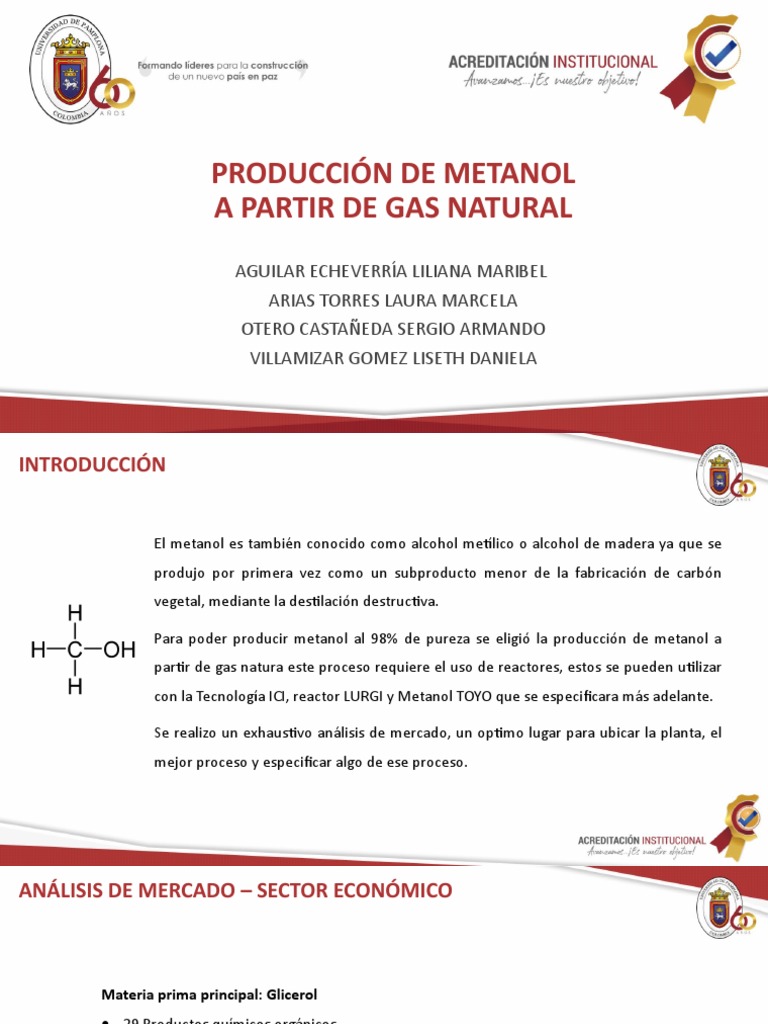 Producción de Metanol a partir de Gas Natural | PDF | Américas | Metanol