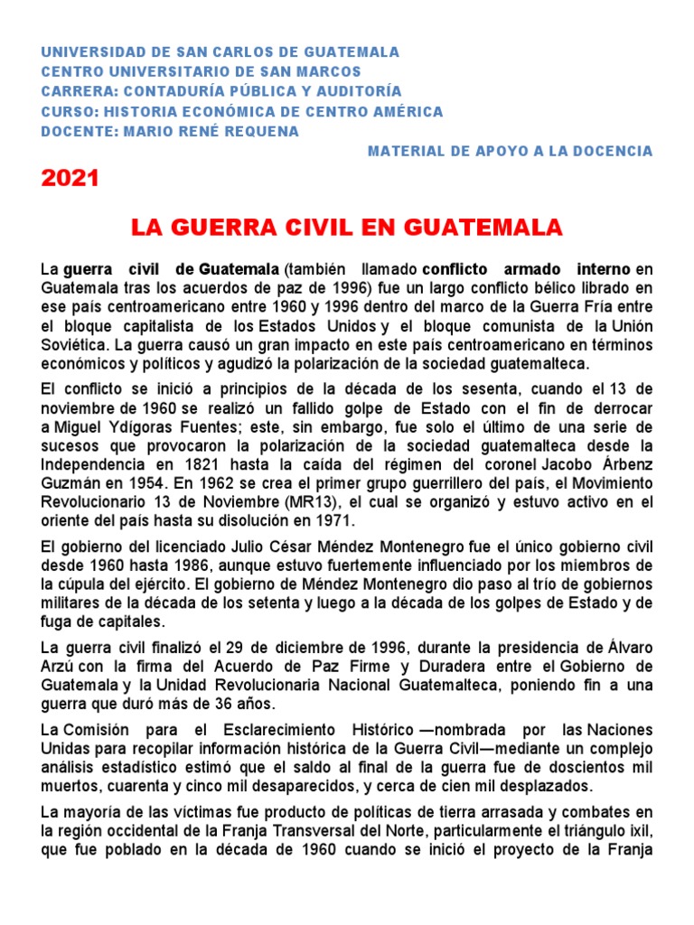 Guerra Civil en Guatemala | PDF | Guatemala | Gobierno