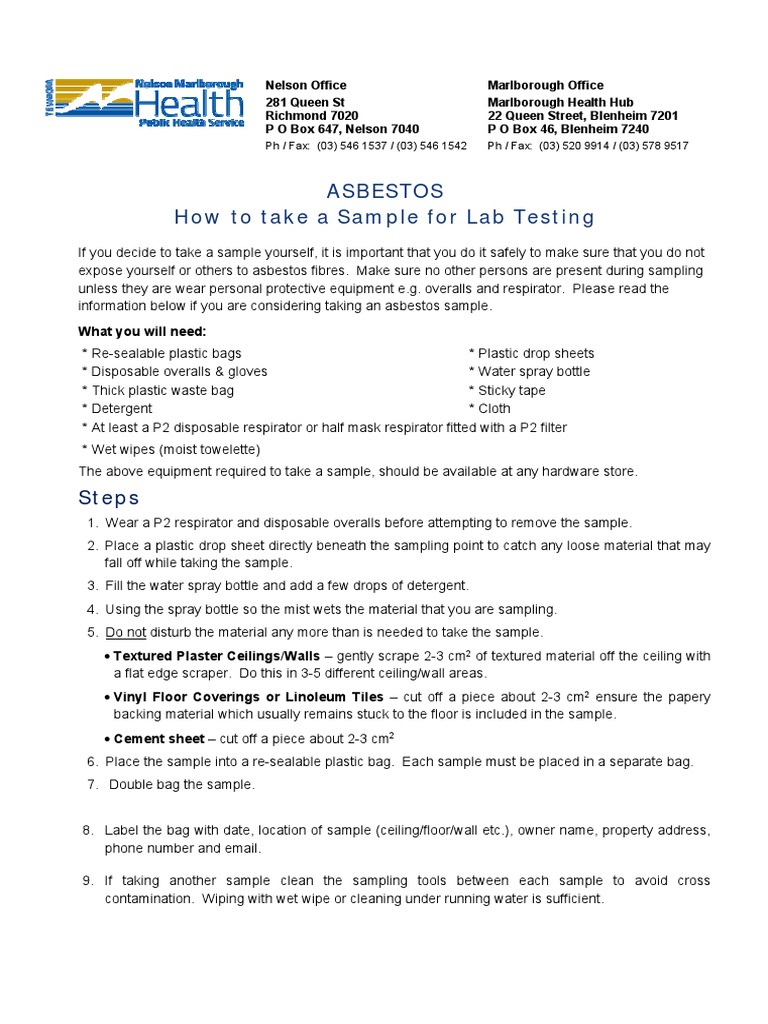 Asbestos How To Take A Sample For Lab Testing: Steps | PDF | Asbestos ...