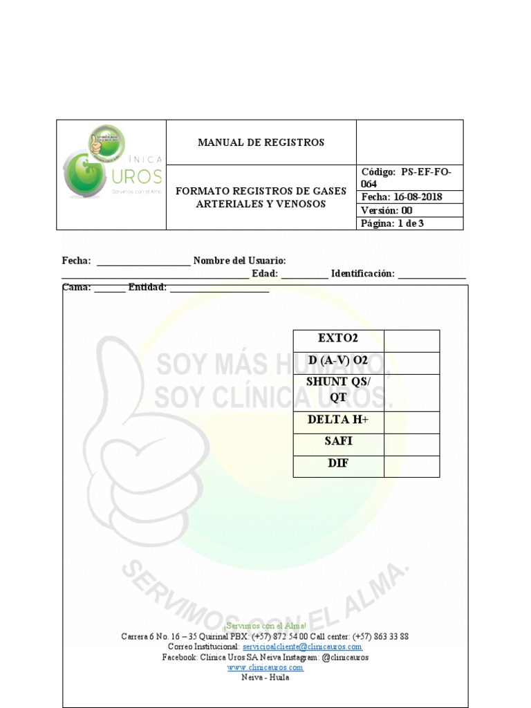Ps Ef Fo 064 Formato Registros de Gases Arteriales | PDF | Informática ...