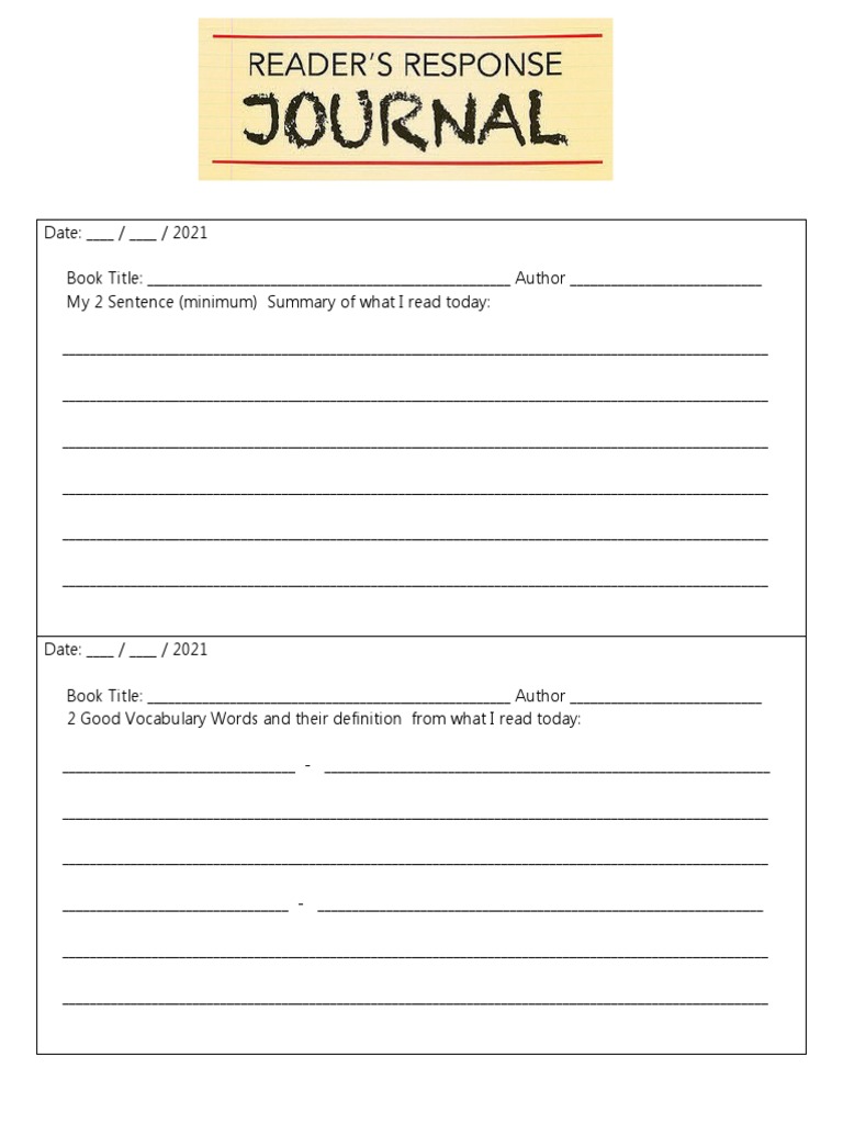 Reader's Response Journal | PDF | Linguistics | Writing