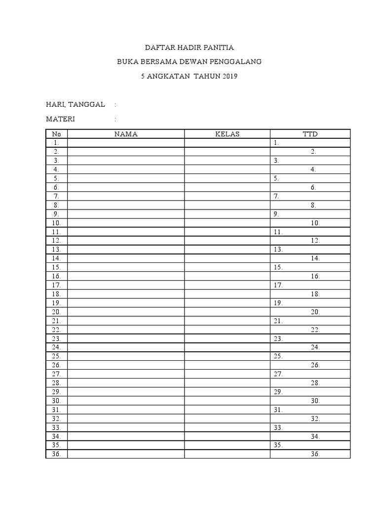 Daftar Hadir Bukber | PDF