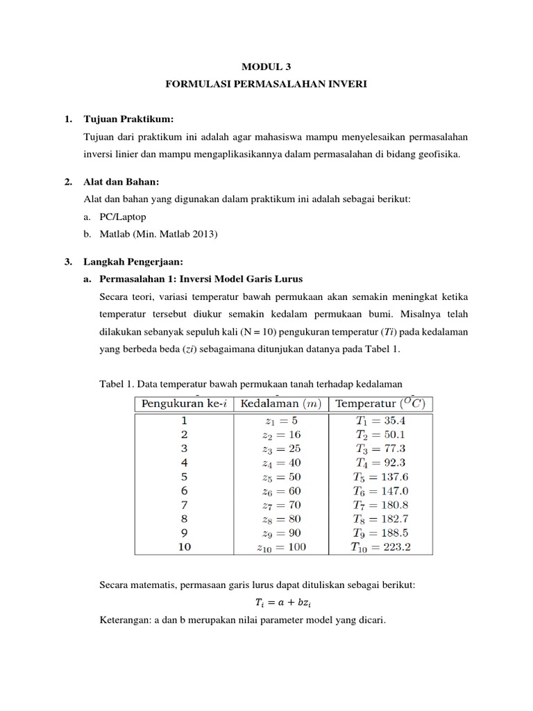 MODUL 3 Formulasi Masalah Inversi | PDF | Metode & Bahan Ajar