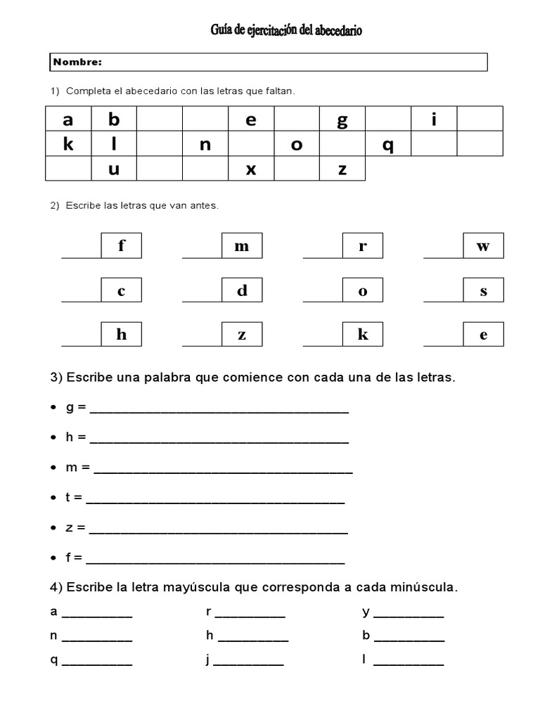 Actividades para Completar el Abecedario | PDF