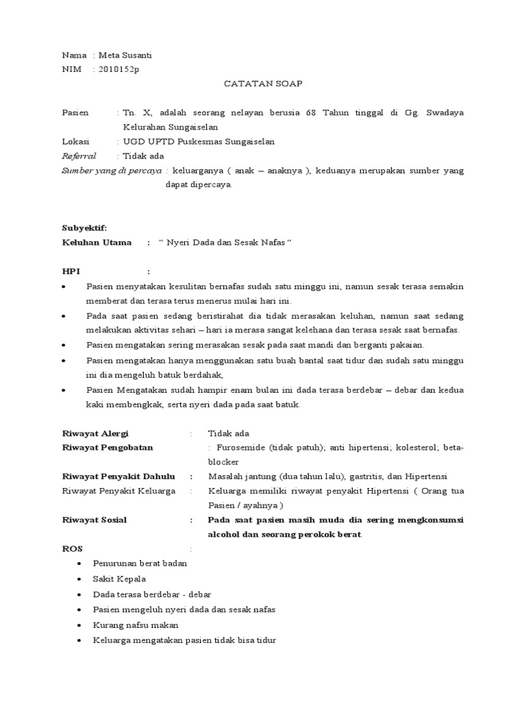 Tugas Bahasa Inggris SOAP Note Jantung | PDF