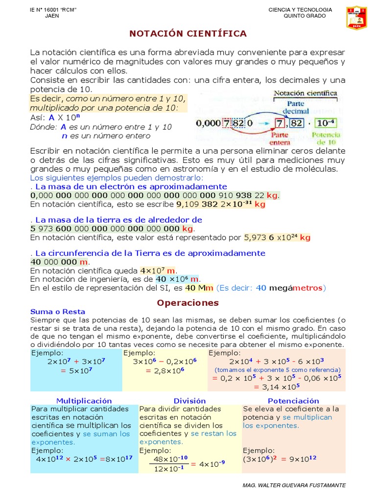 4s Notacion Cientifica PDF | PDF | Notación Matemática | Matemática ...