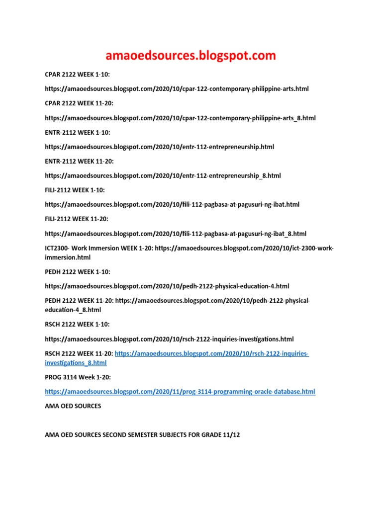 Ama Oed Sources Second Sem | PDF